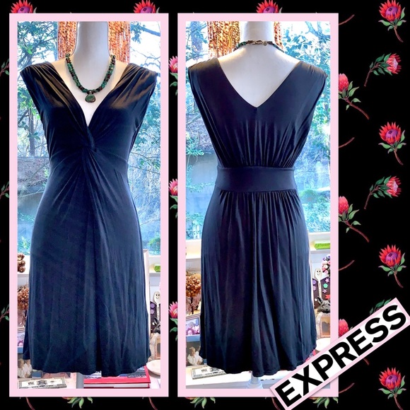 Express | Dresses | Vintage Express Wrap Mini Dress In Black | Poshmark